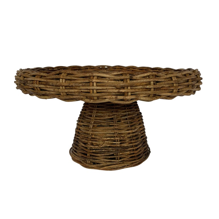 Woven Wicker Cake Stand at 1stDibs | rattan cake stand, woven cake stand