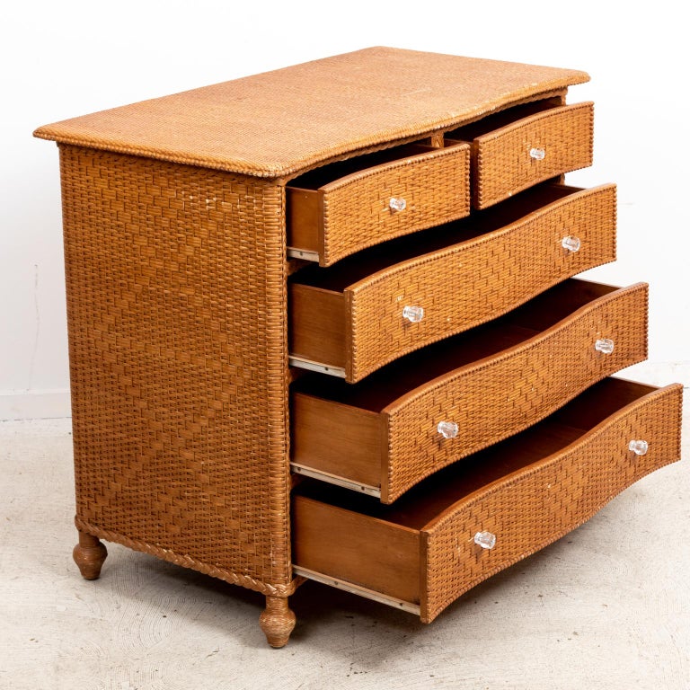 Woven Wicker Chest of Drawers with Translucent Pulls at 1stDibs