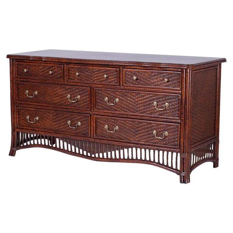 Woven Wicker Seven-Drawer Chest or Dresser at 1stDibs