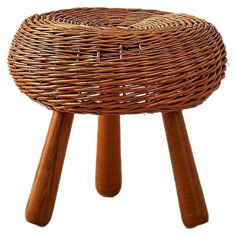 Woven Wicker Stool Attributed to Tony Paul For Sale at 1stDibs