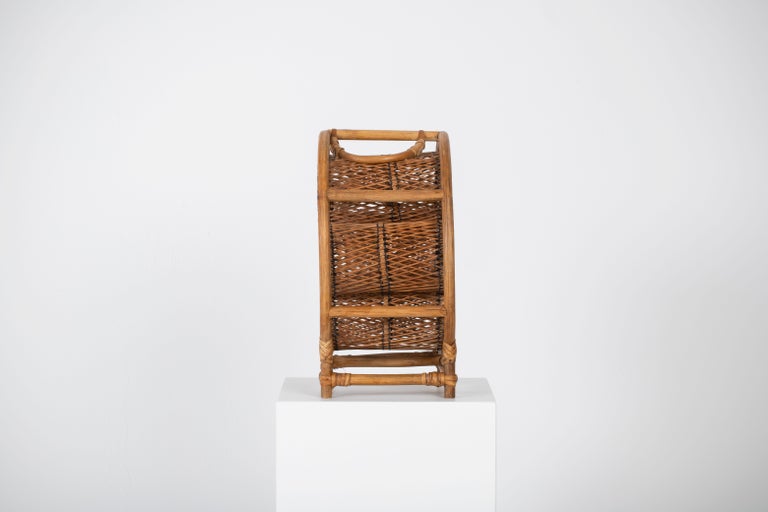 Woven Wine Rattan Rack, 1960, Italy For Sale at 1stDibs
