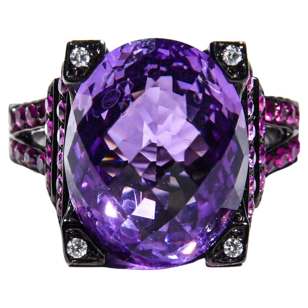 Amethyst Ruby Diamond Gold Ring For Sale at 1stDibs | amethyst and ruby ...