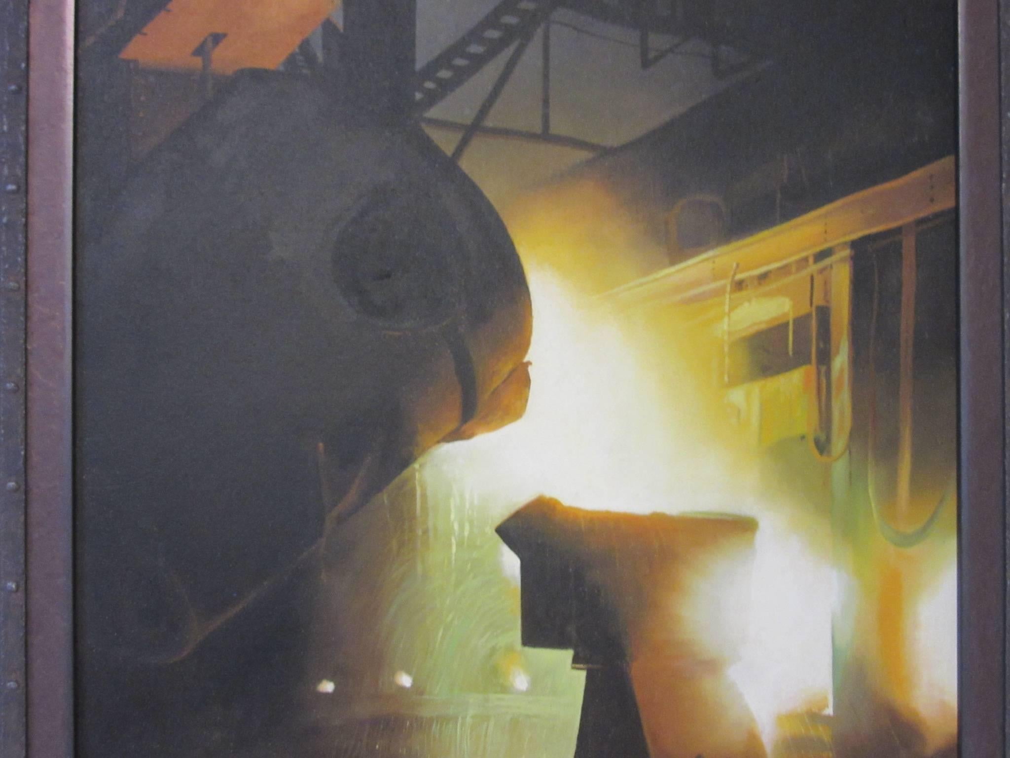 WPA Styled Industrial Steel Mill Painting For Sale at 1stDibs ...