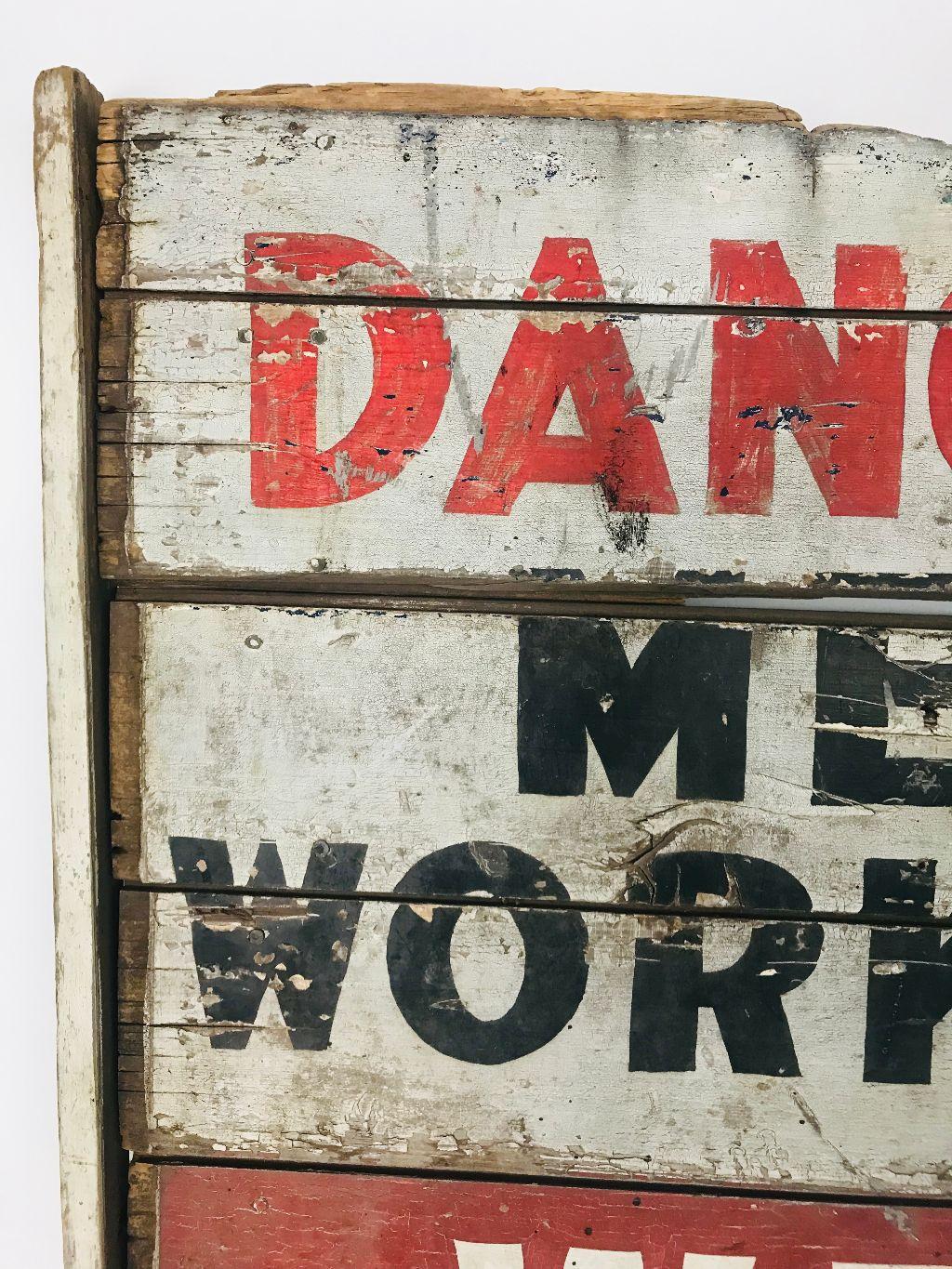 WPA Work Project Danger Men at Work Wooden Sign at 1stDibs | wpa sign ...