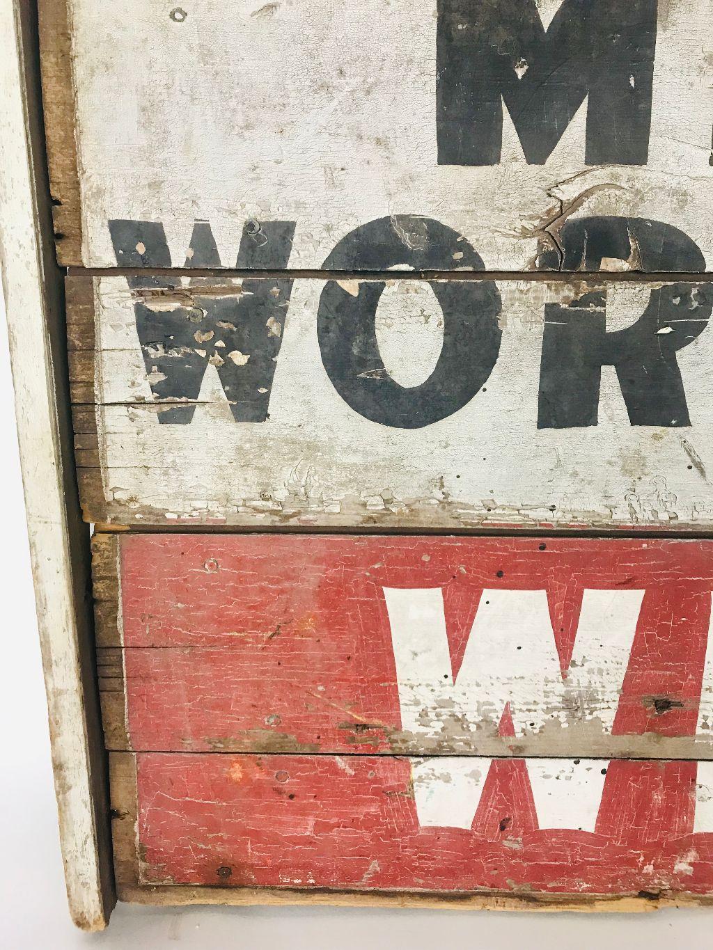 WPA Work Project Danger Men at Work Wooden Sign at 1stDibs | wpa sign ...