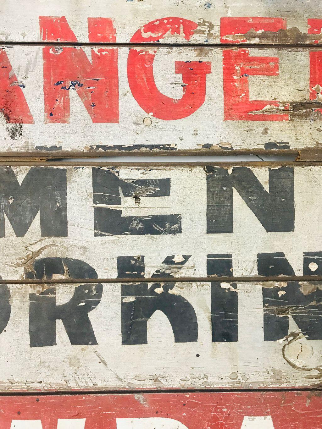 WPA Work Project Danger Men at Work Wooden Sign at 1stDibs | wpa sign ...