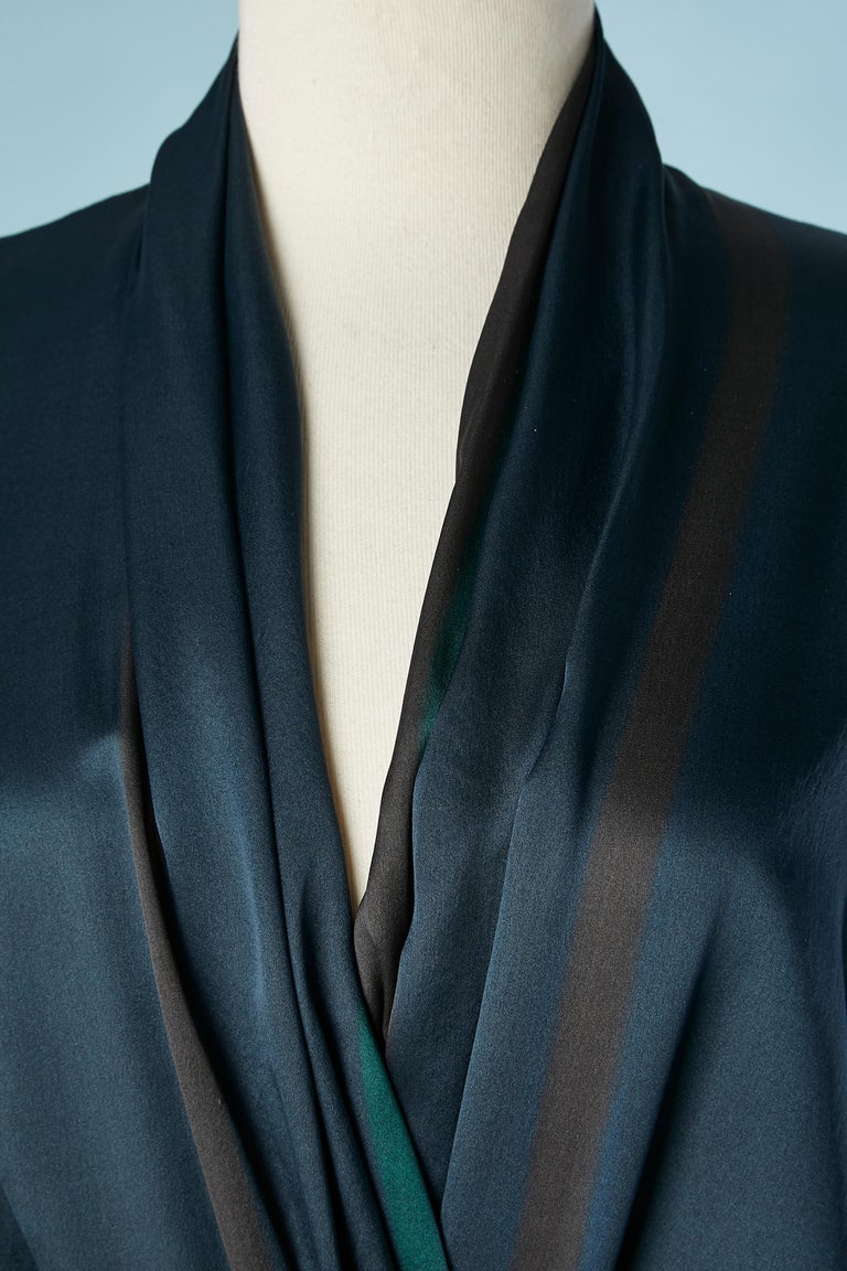 Wrap and drape silk cocktail dress with stripe pattern Lanvin by Alber ...