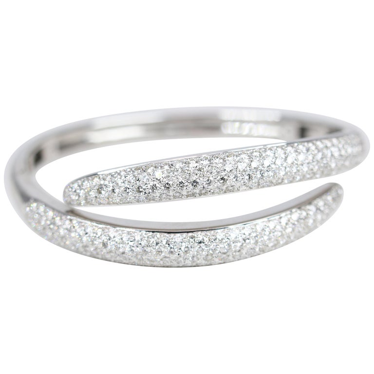 Wrap Pave White Gold Diamond Bangle For Sale at 1stDibs