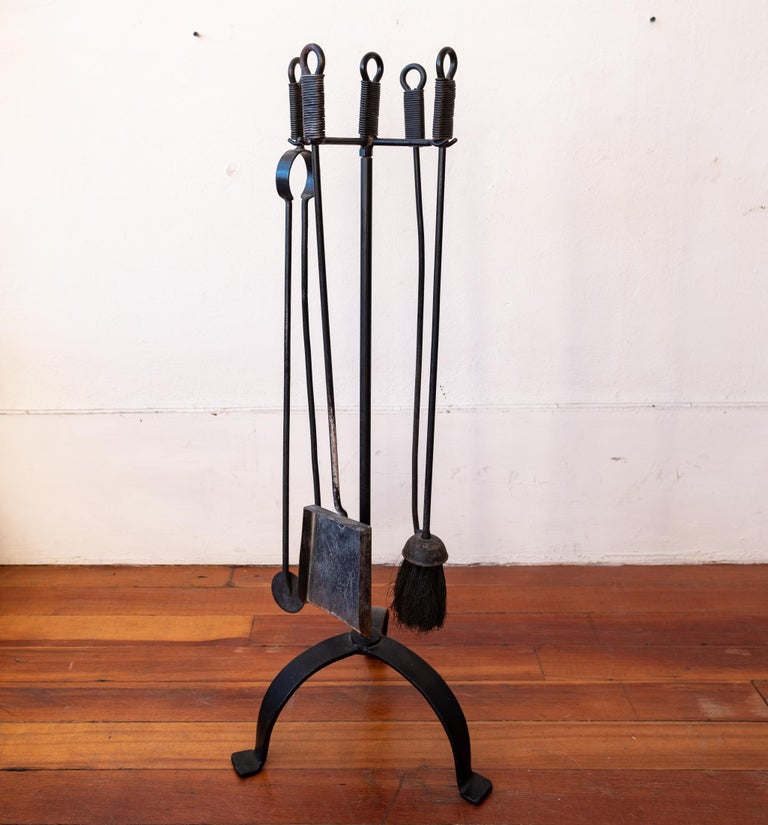 Wrapped Handle Forged Iron Fire Tool Set at 1stDibs