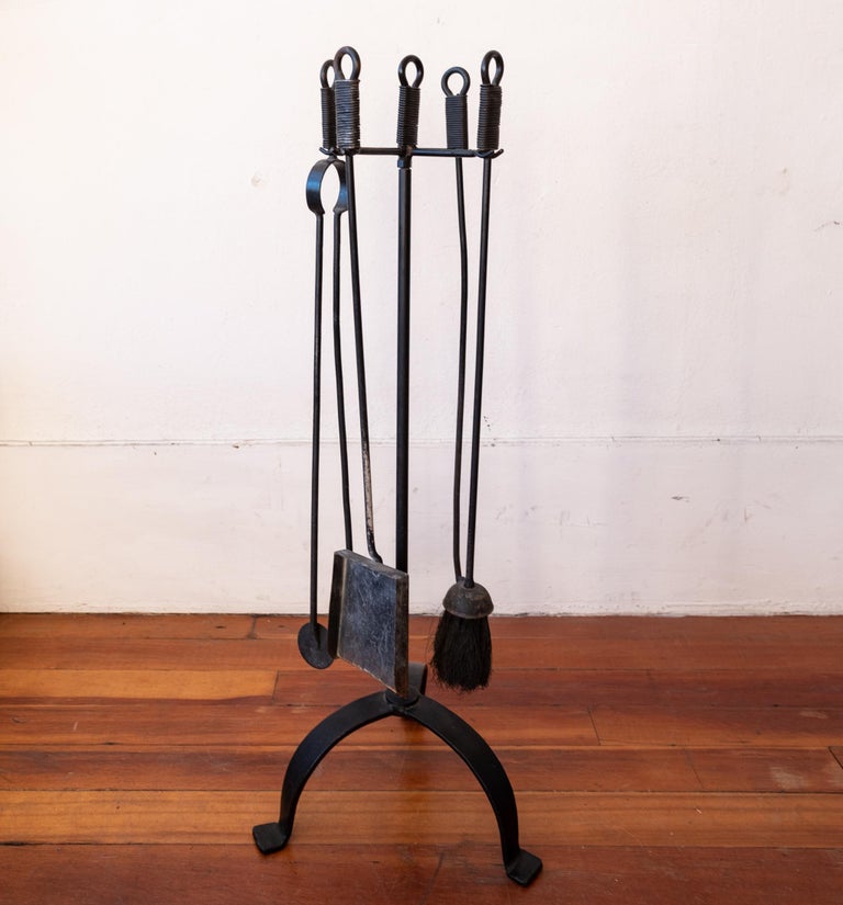 Wrapped Handle Forged Iron Fire Tool Set at 1stDibs