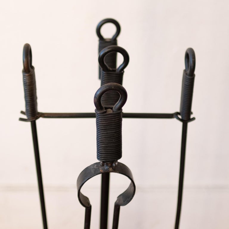 Wrapped Handle Forged Iron Fire Tool Set at 1stDibs