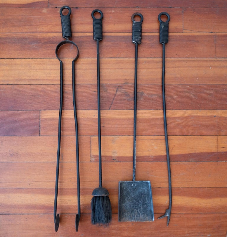 Wrapped Handle Forged Iron Fire Tool Set at 1stDibs