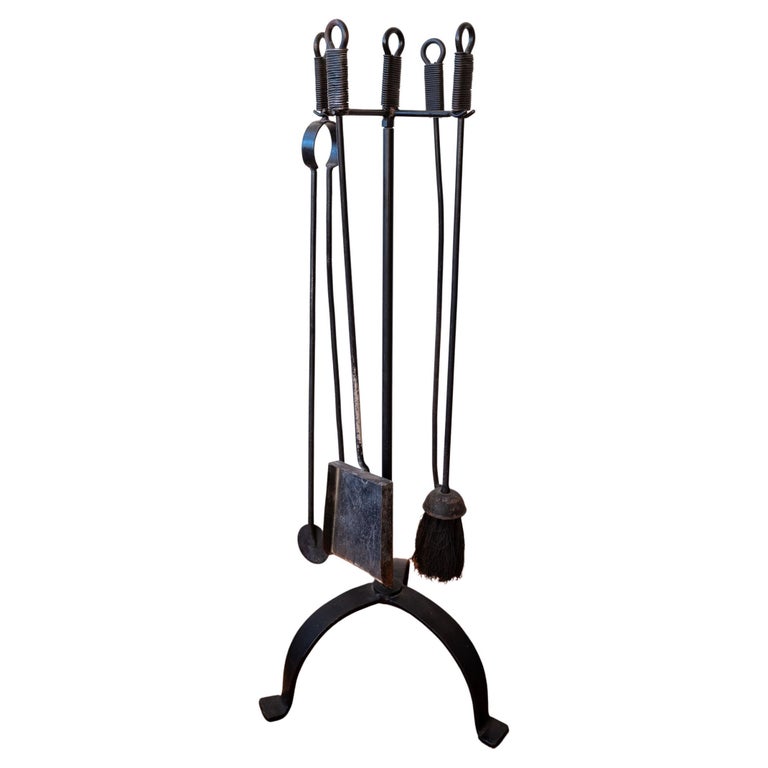Wrapped Handle Forged Iron Fire Tool Set at 1stDibs