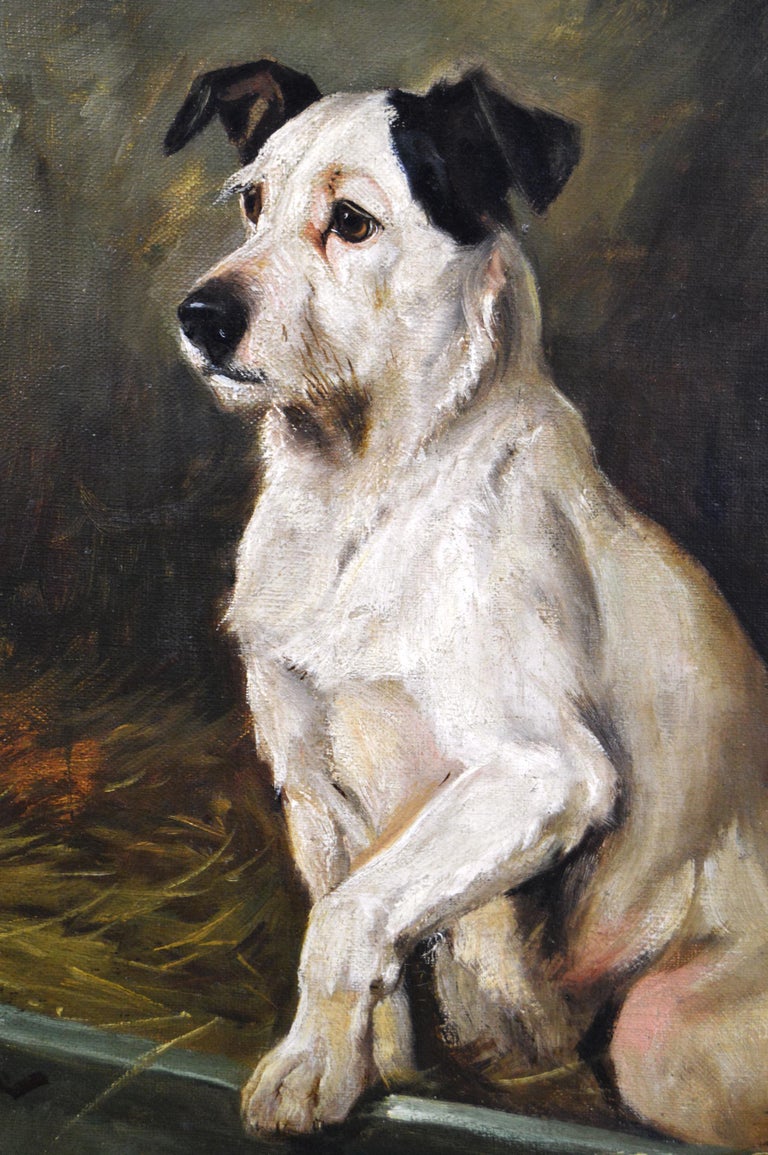 Wright Barker - 19th Century dog portrait oil painting of a Terrier at ...