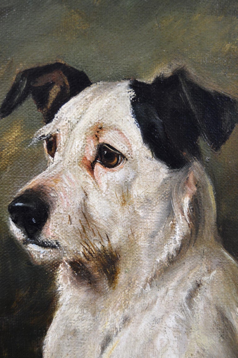Wright Barker - 19th Century dog portrait oil painting of a Terrier at ...