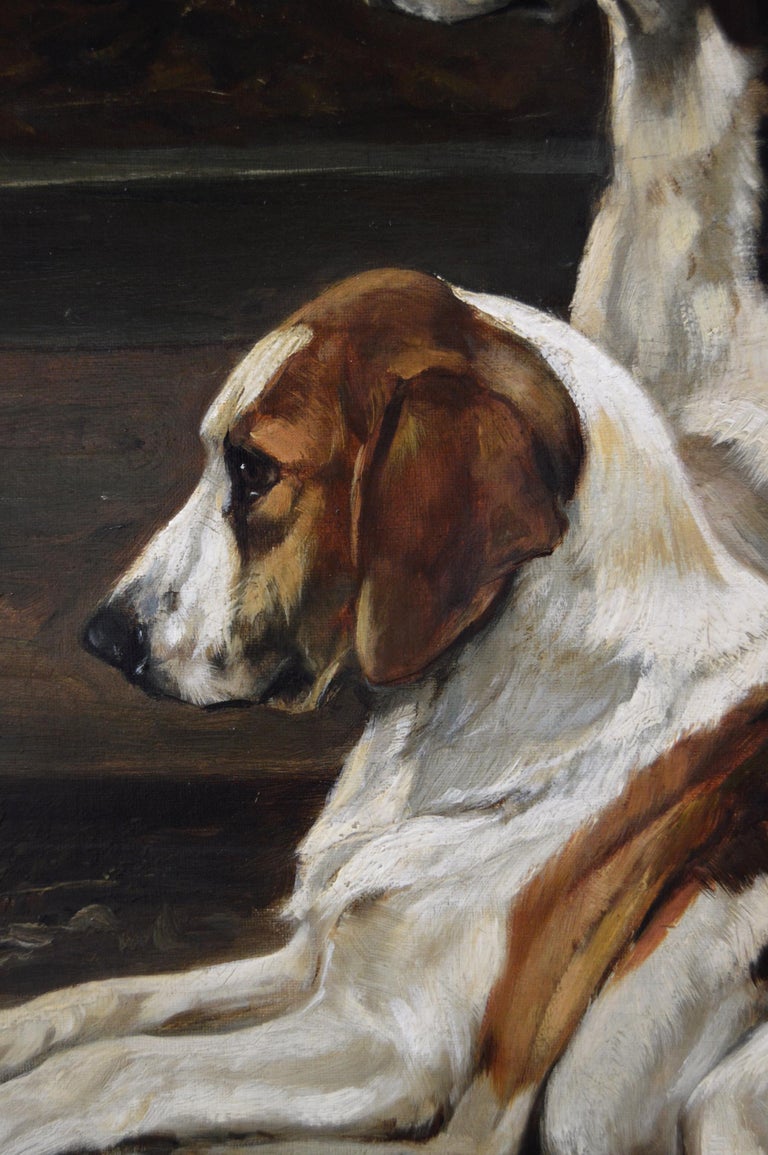 Wright Barker - 19th Century sporting dog portrait oil painting of ...