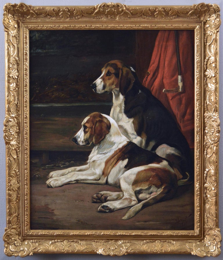 Wright Barker - 19th Century sporting dog portrait oil painting of ...