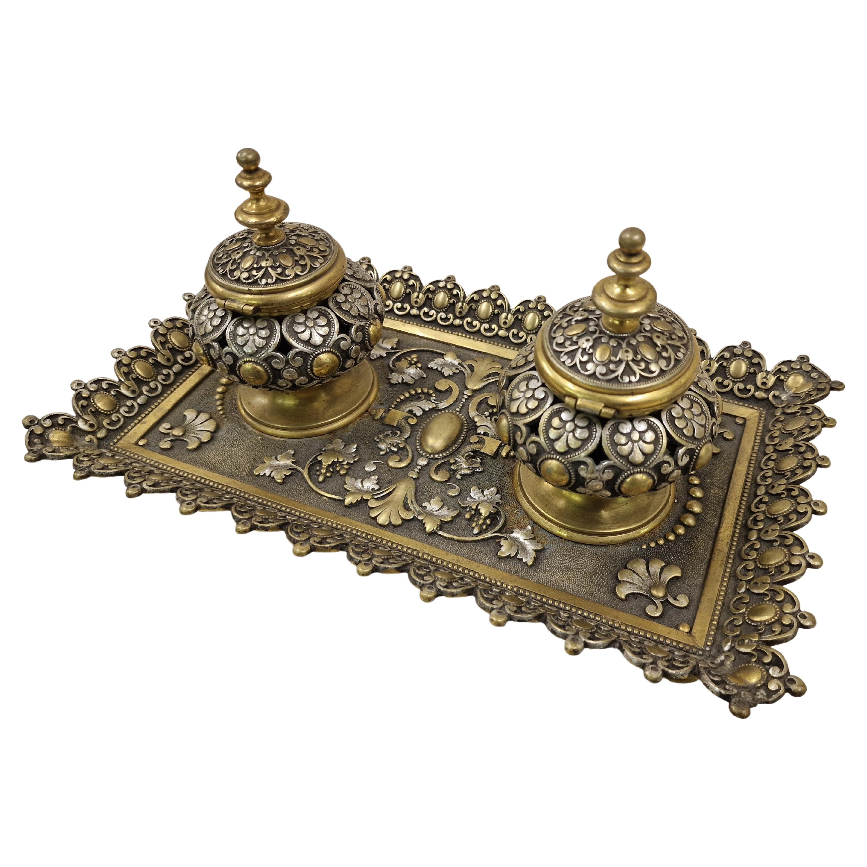 Silver Writing Set, with Hallmarks, Antonio J. Santa Cruz, Cordoba ...