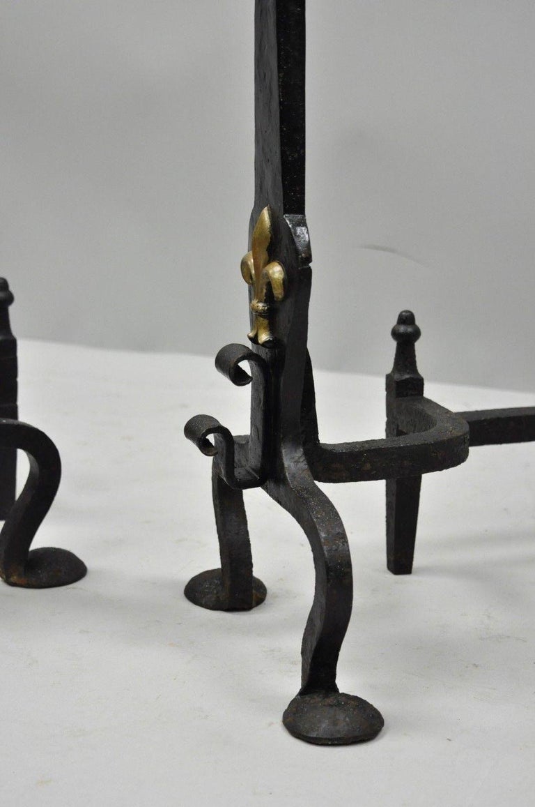 Wrought and Forged Iron Brass Urn Finial Gothic Revival Fireplace ...