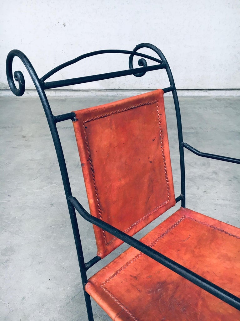 Wrought Iron and Cognac Leather Swirl Dining Chair Set, Spain, 1960's ...