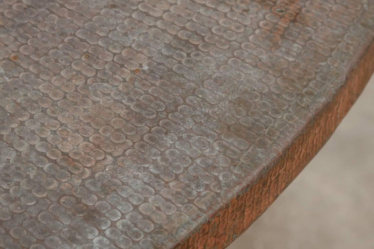 Wrought Iron and Hammered Copper Round Dining Table at 1stDibs | hammered copper dining table ...