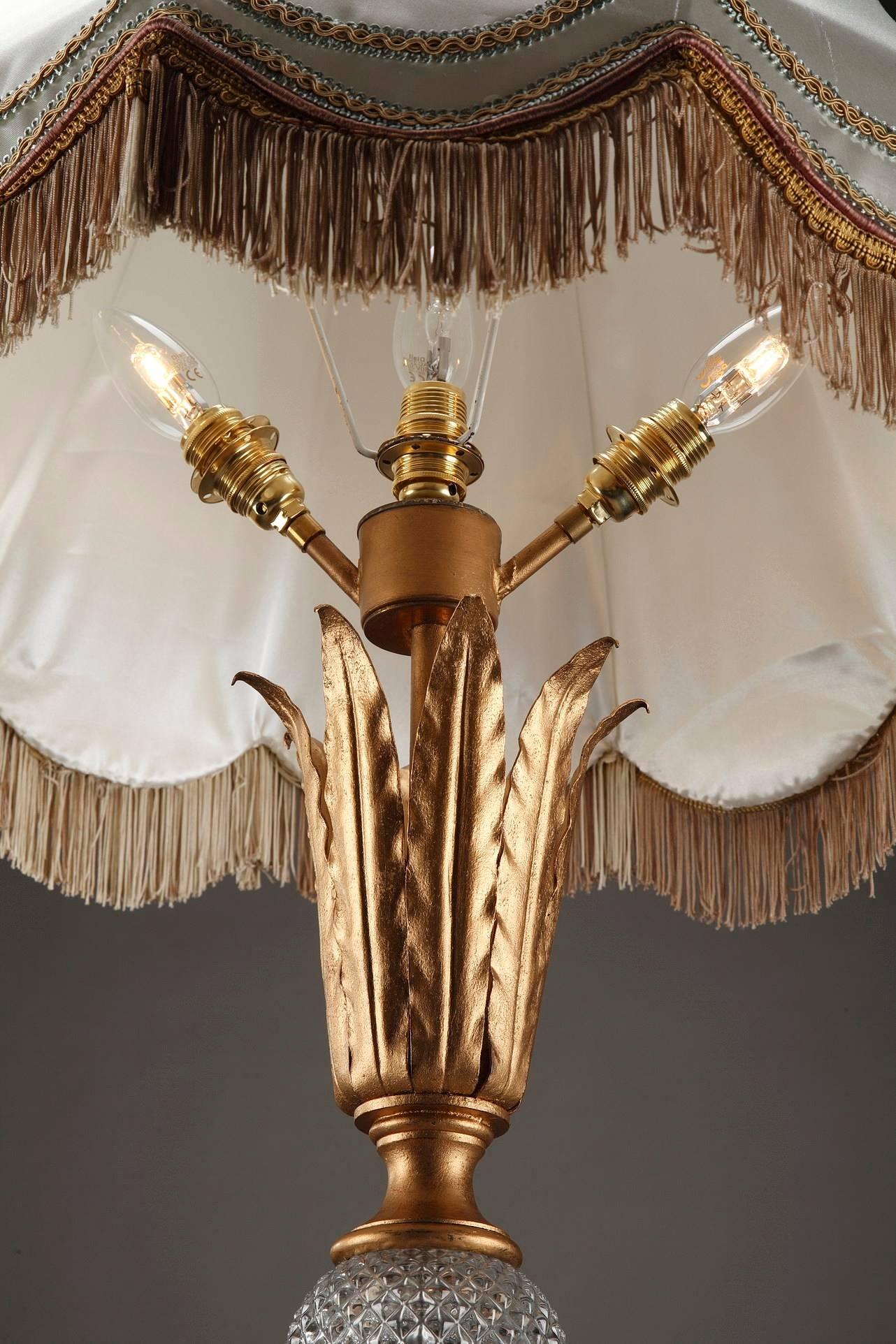 Wrought Iron and Crystal Floor Lamp in Gilbert Poillerat Style at 1stDibs