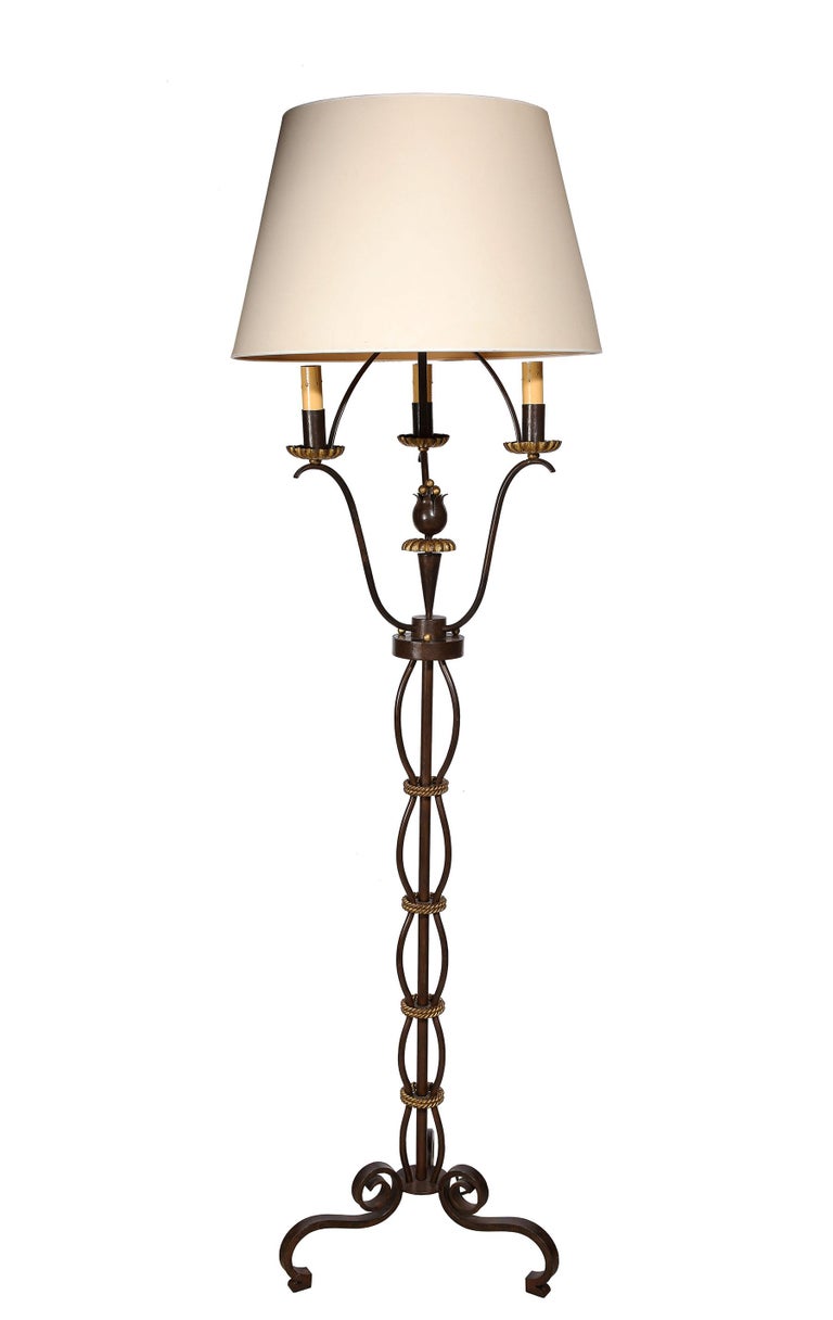 Wrought Iron and Gilt Bronze Floor Lamp by Gilbert Poillerat For Sale ...
