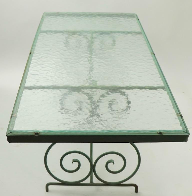 Wrought Iron and Glass Coffee Table by Woodard at 1stDibs
