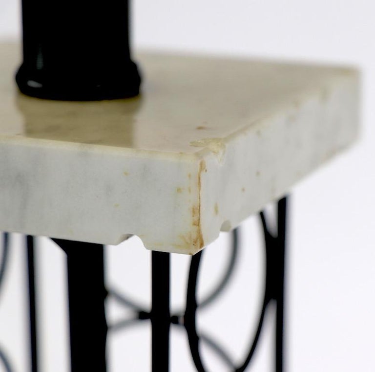 Wrought Iron and Marble Eiffel Tower Oil Derrick Form Table Lamp After ...