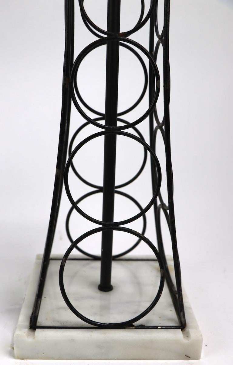 Wrought Iron and Marble Eiffel Tower Oil Derrick Form Table Lamp After ...