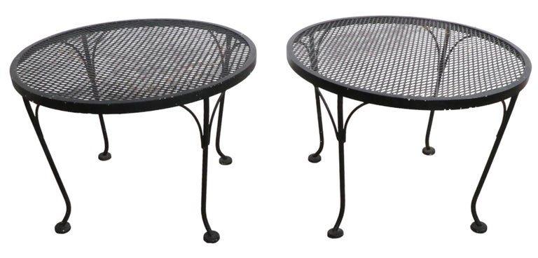 Wrought Iron and Metal Mesh Garden Patio Poolside Side Tables by ...