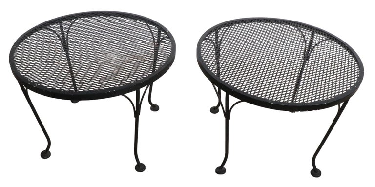Wrought Iron and Metal Mesh Garden Patio Poolside Side Tables by ...