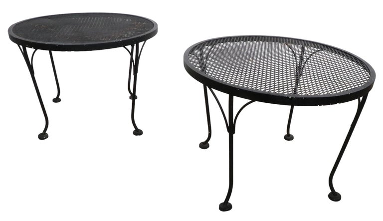 Wrought Iron and Metal Mesh Garden Patio Poolside Side Tables by ...