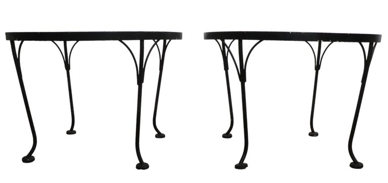 Wrought Iron and Metal Mesh Garden Patio Poolside Side Tables by ...