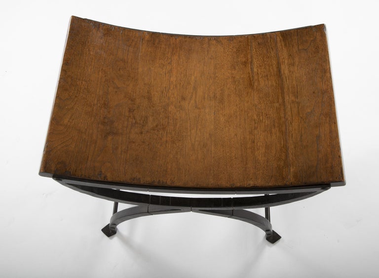 Wrought Iron and Oak X-Stool by Morgan Colt at 1stdibs