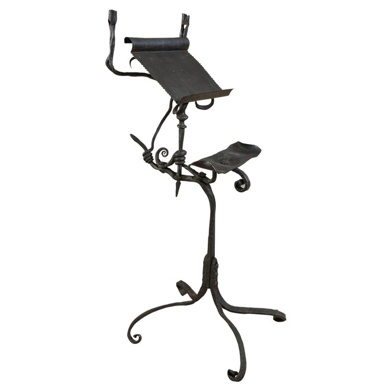 Wrought Iron Book and Candle Stand For Sale at 1stDibs