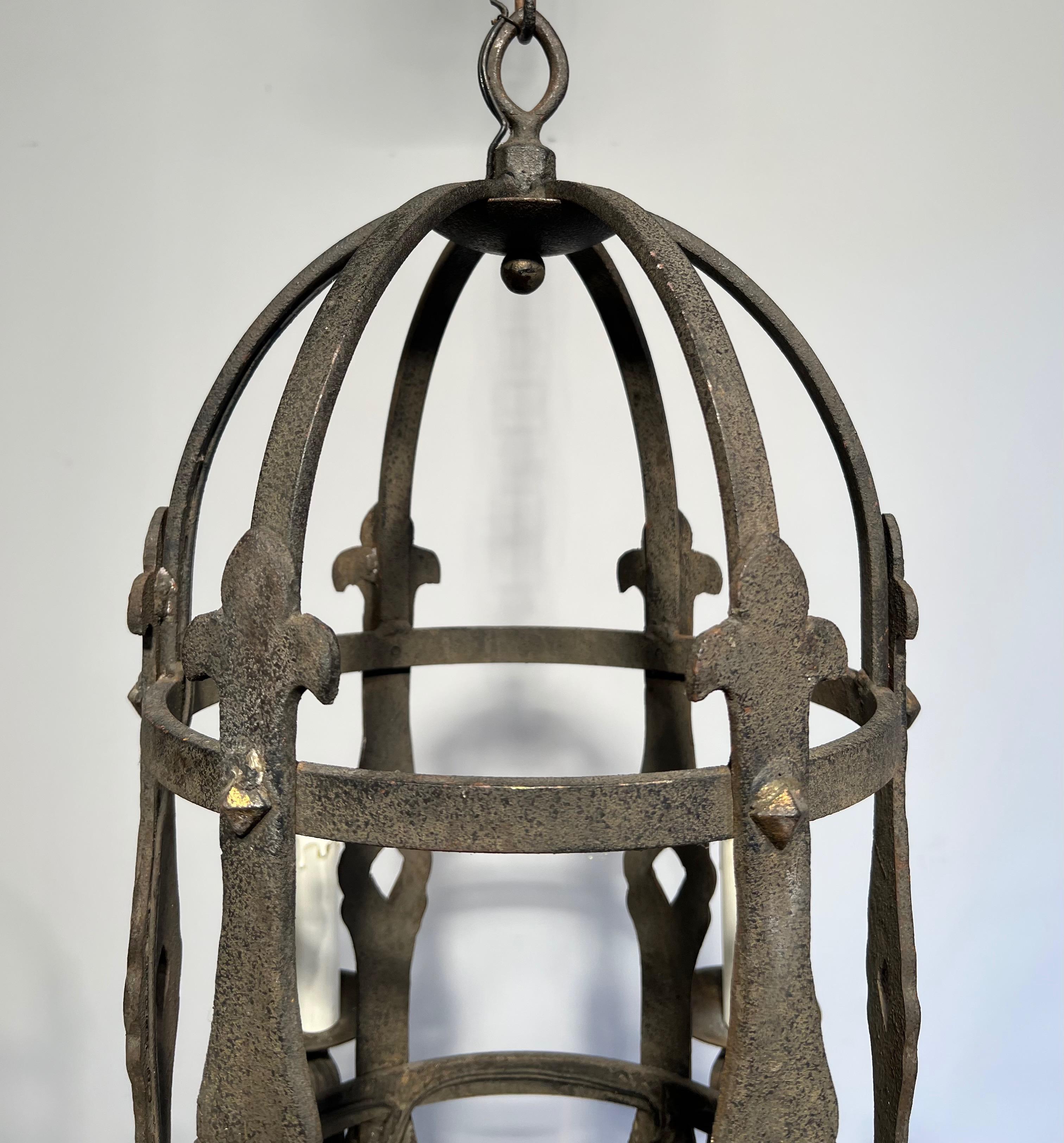 Wrought Iron Cage Chandelier in the Gothic Style. Circa 1950 For Sale ...