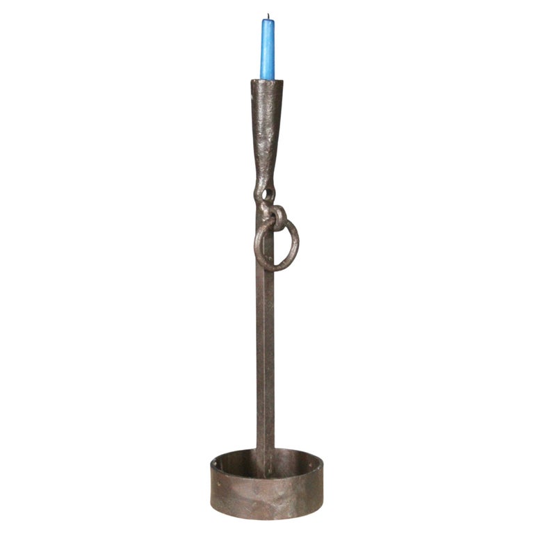 Wrought Iron Candlestick For Sale at 1stDibs