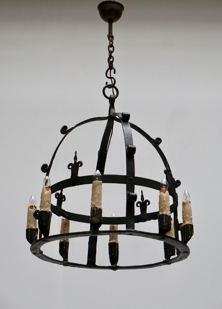 Wrought Iron Chandelier at 1stDibs