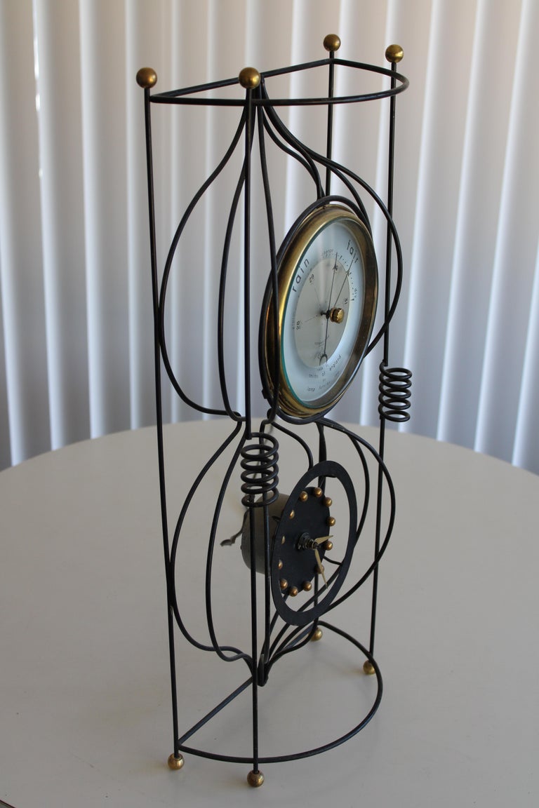 Wrought Iron Clock Barometer For Sale at 1stDibs