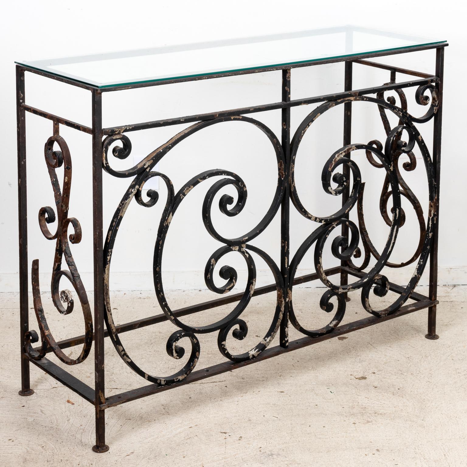 Wrought Iron Console with Glass Top For Sale at 1stDibs | wrought iron ...