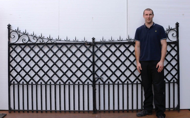 Wrought Iron Driveway Gates with Cast Iron Posts For Sale at 1stDibs