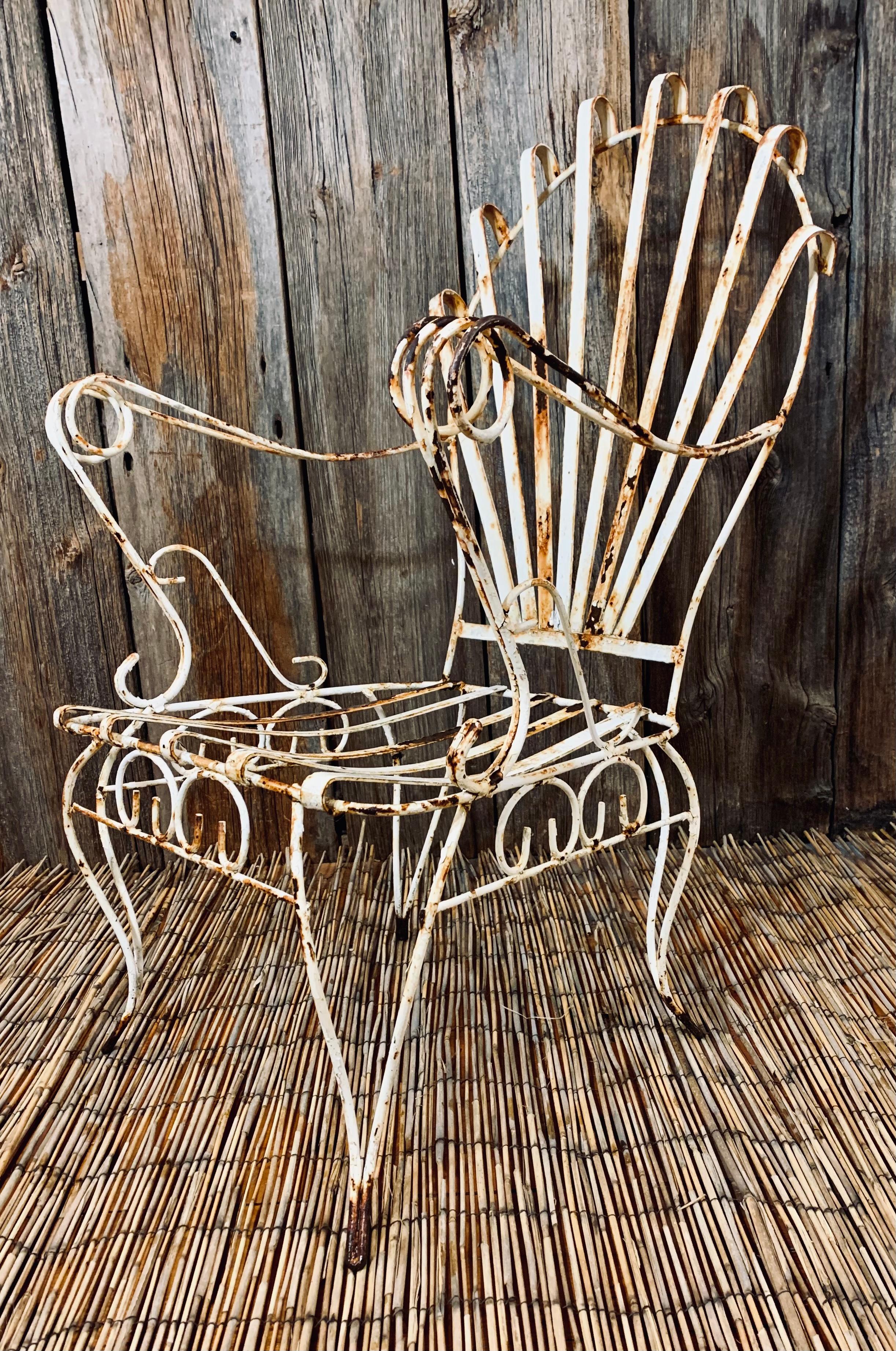 Wrought Iron Fan Back Salterini Style Arm Chairs- A Set of 4 For Sale ...