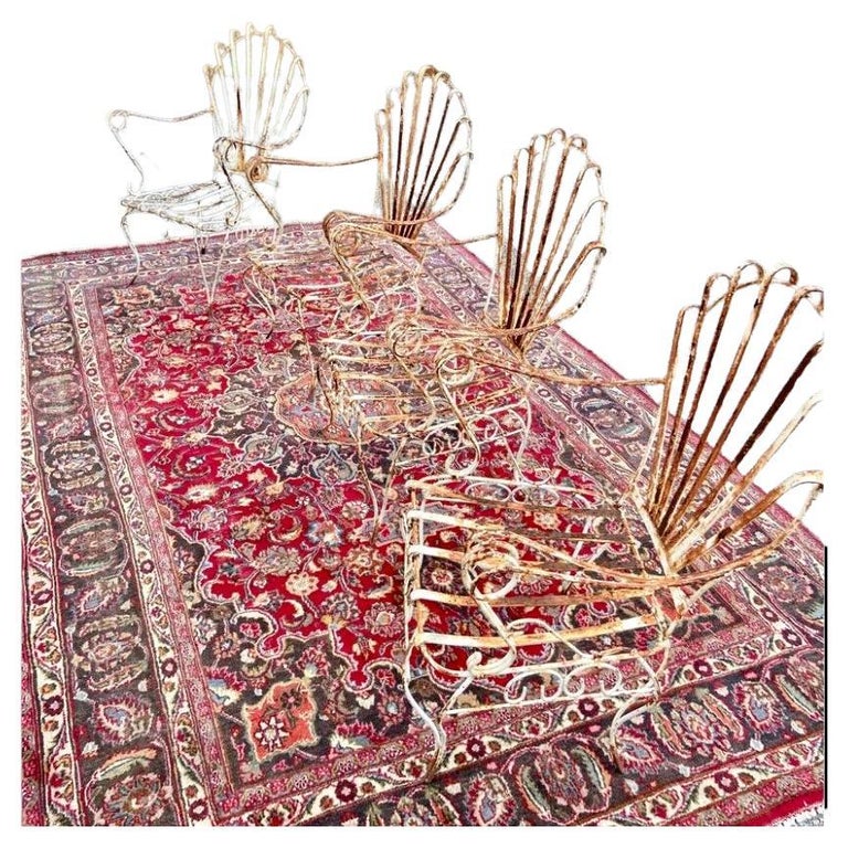 Wrought Iron Fan Back Salterini Style Arm Chairs-A Set of 4 For Sale at ...