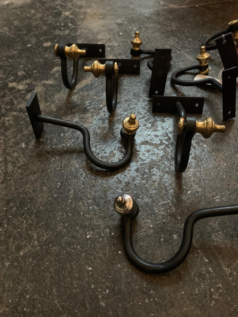 Wrought Iron Fireplace Jamb Hook, Brass, Steel, Industrial Mod, Wall ...