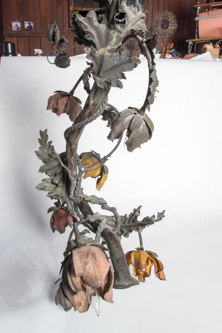 Wrought Iron Floral Vine Chandelier For Sale at 1stDibs