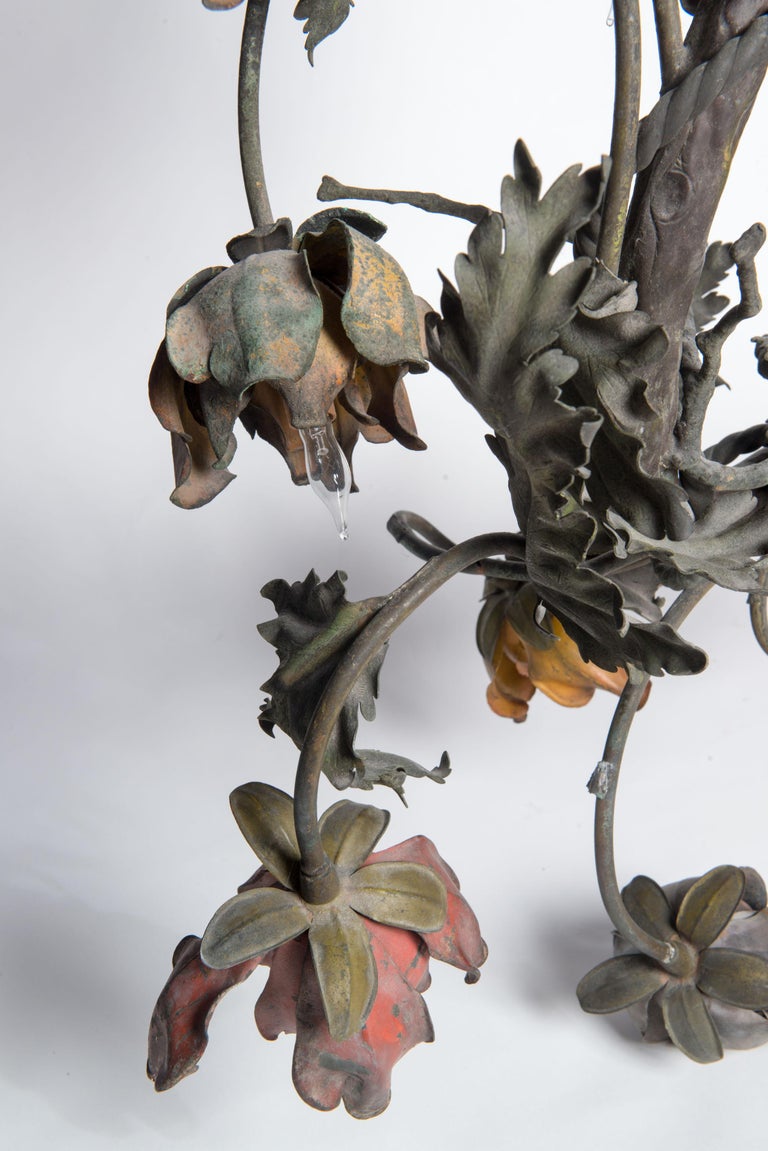 Wrought Iron Floral Vine Chandelier For Sale at 1stDibs