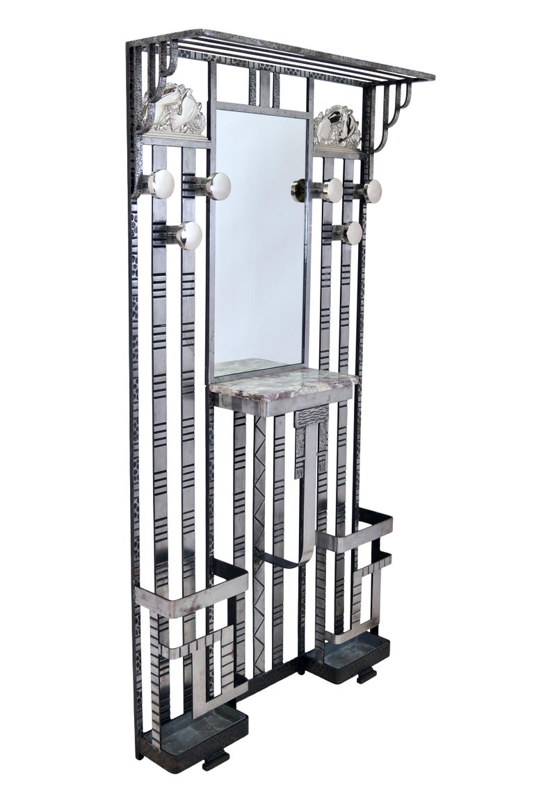 Wrought Iron French 1920's Art Deco Wardrobe with Chromed Bird Motifs ...