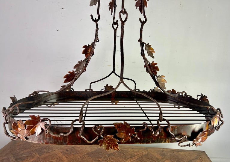 Wrought Iron French Grapevine Pot Rack-20th Century For Sale at 1stDibs