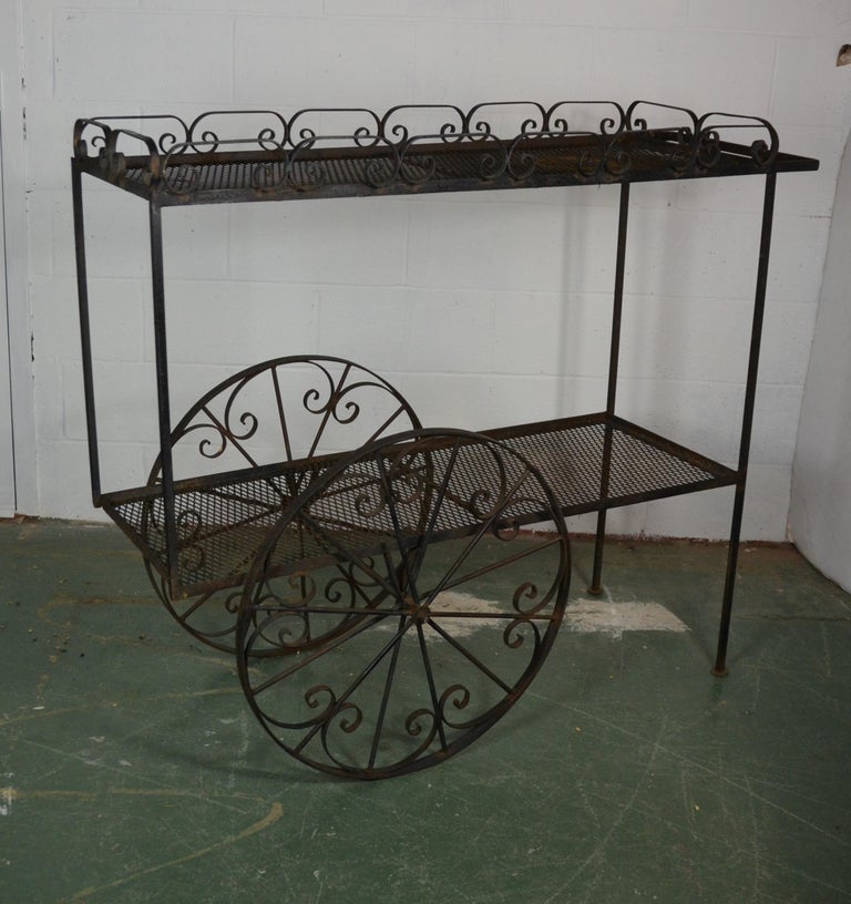 Wrought Iron Garden Cart at 1stDibs